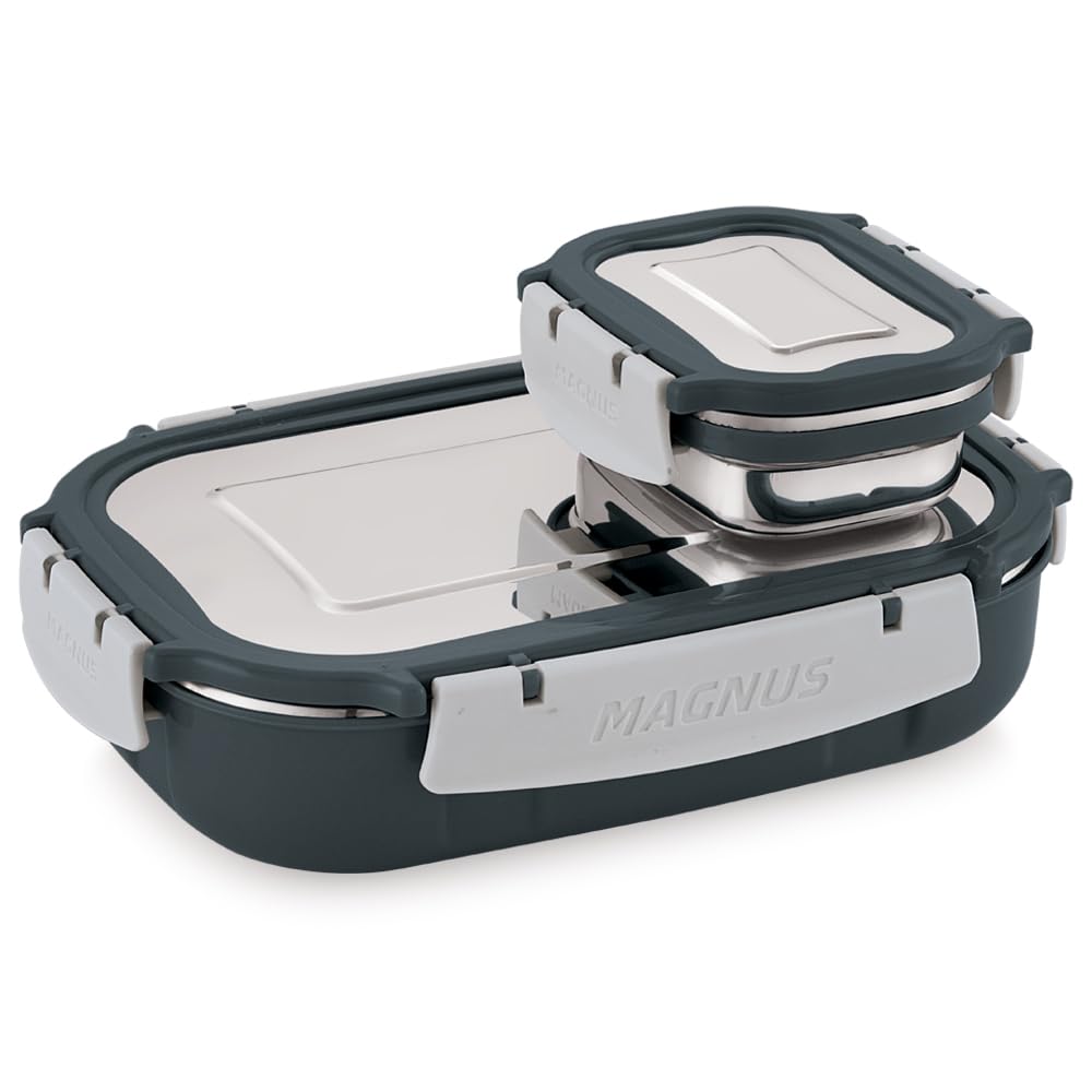 Buy Magnus Spike Lunch Box SS Deluxe (Grey) - Stainless Steel Office ...